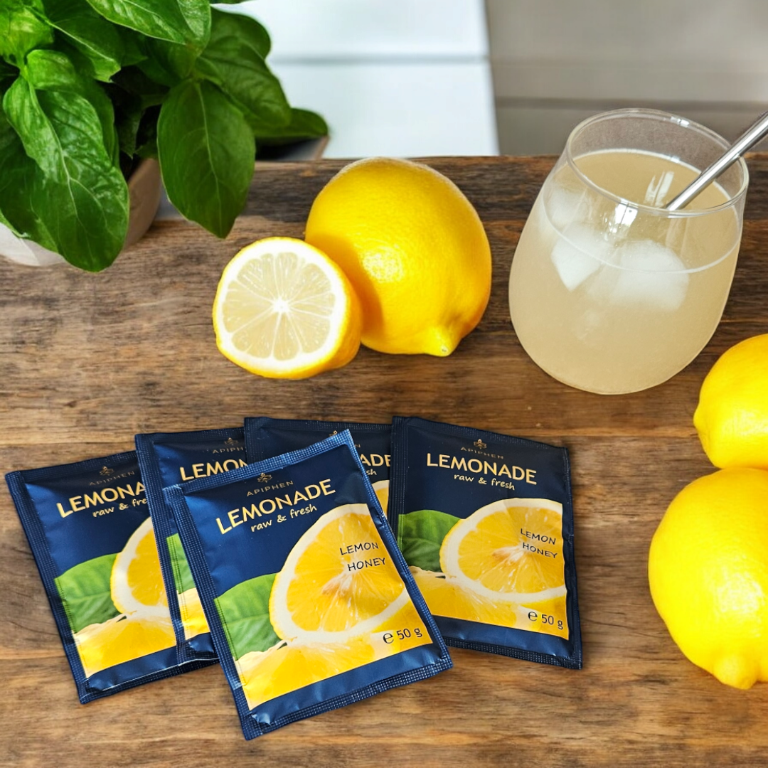 Lemonade Apiphen Lemon Honey raw & fresh pack of 5x50g sachets SWISS